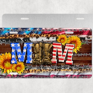 Western USA Flag Mom License Plate,cowhide Camo USA Mom License Plate ...