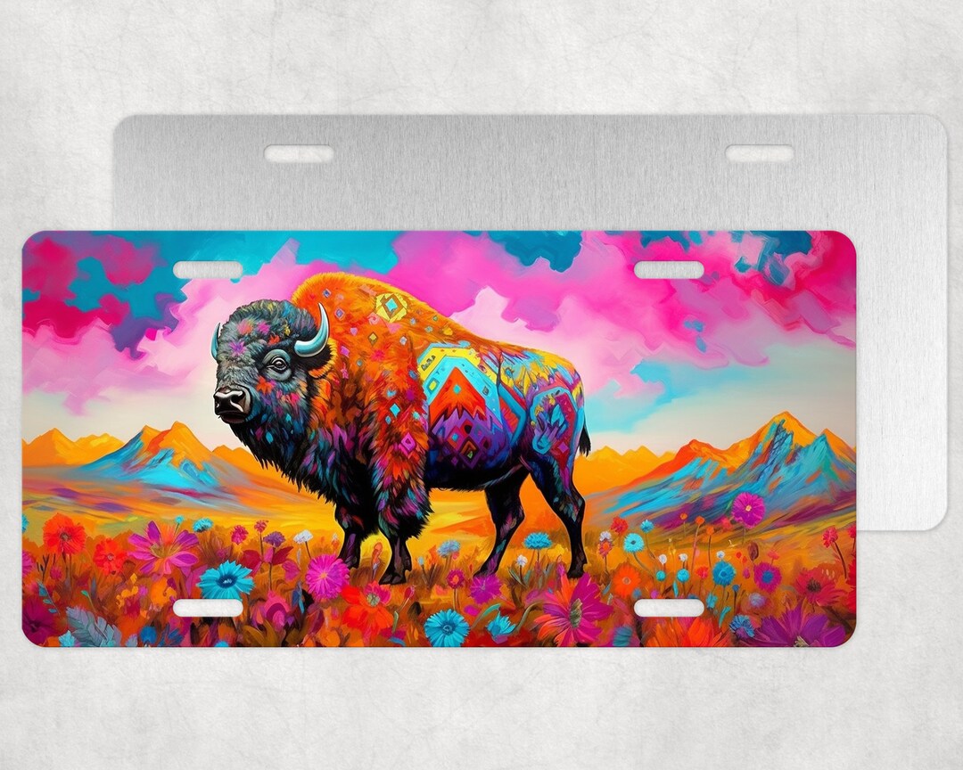 Neon Bison License Plate,bison Licence Plate,neon License Plate,animal ...