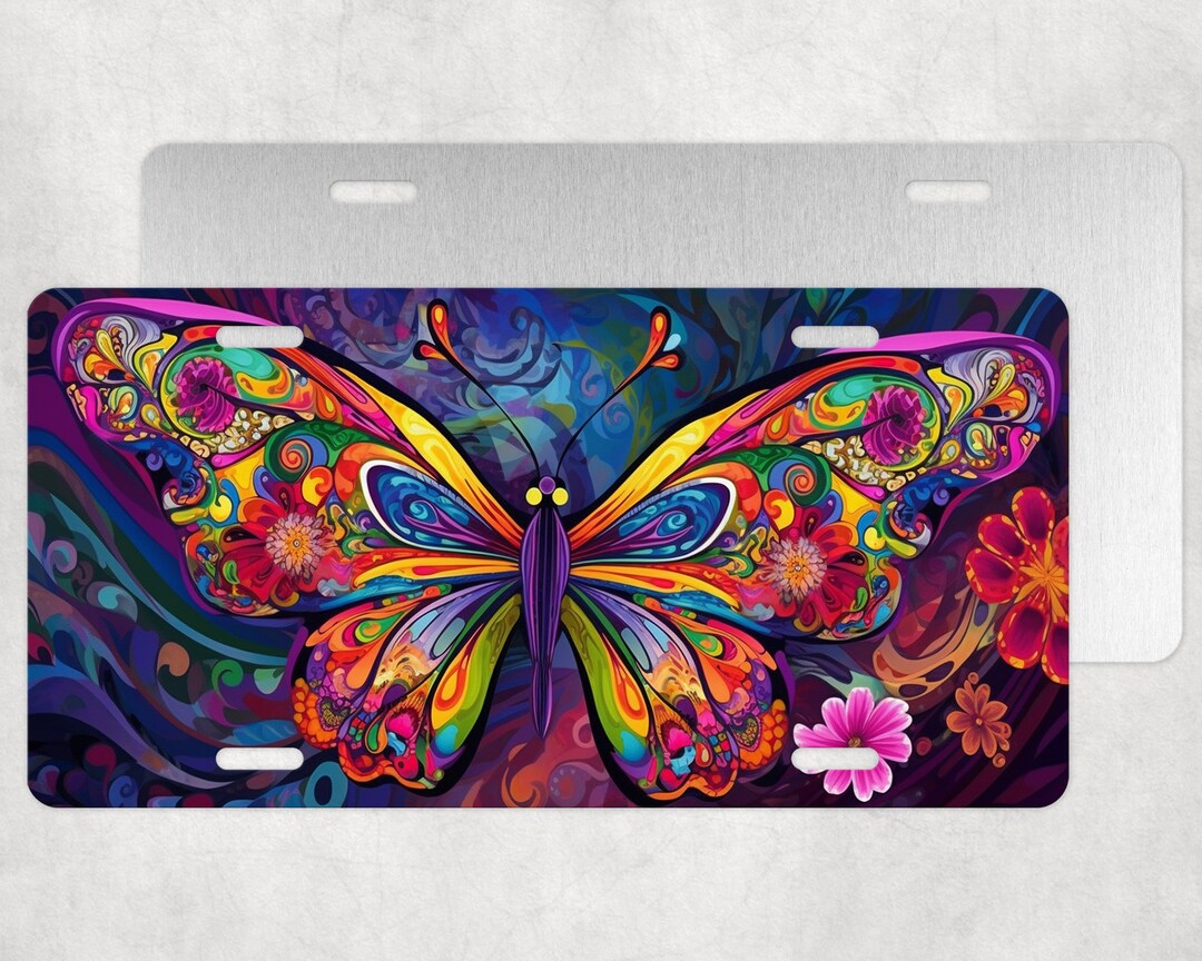 Neon Butterfly License Plate,butterfly Licence Plate,neon License Plate ...