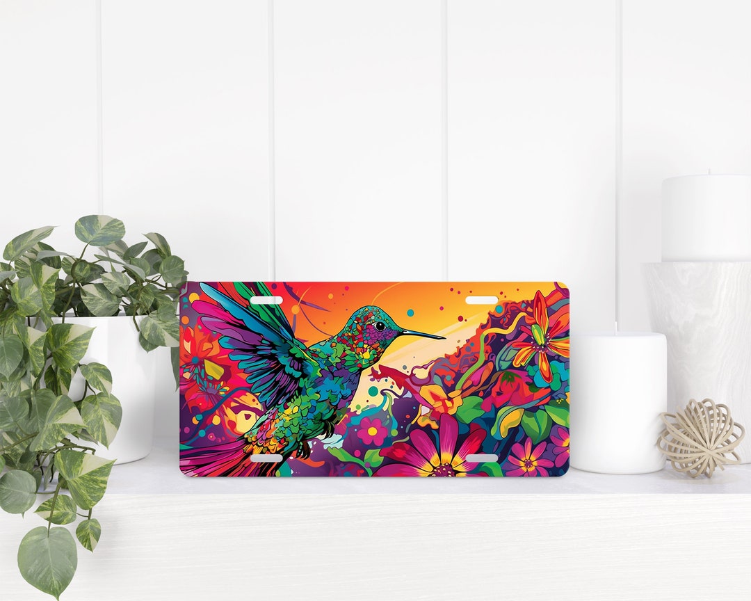 Neon Hummingbird License Plate, Hummingbird Licence Plate,neon License ...