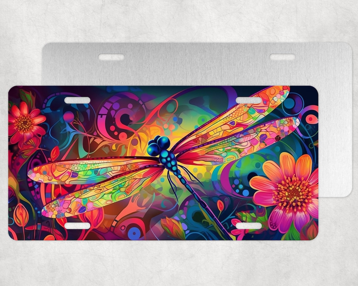 Neon Dragonfly License Plate, Dragonfly Licence Plate,neon License ...