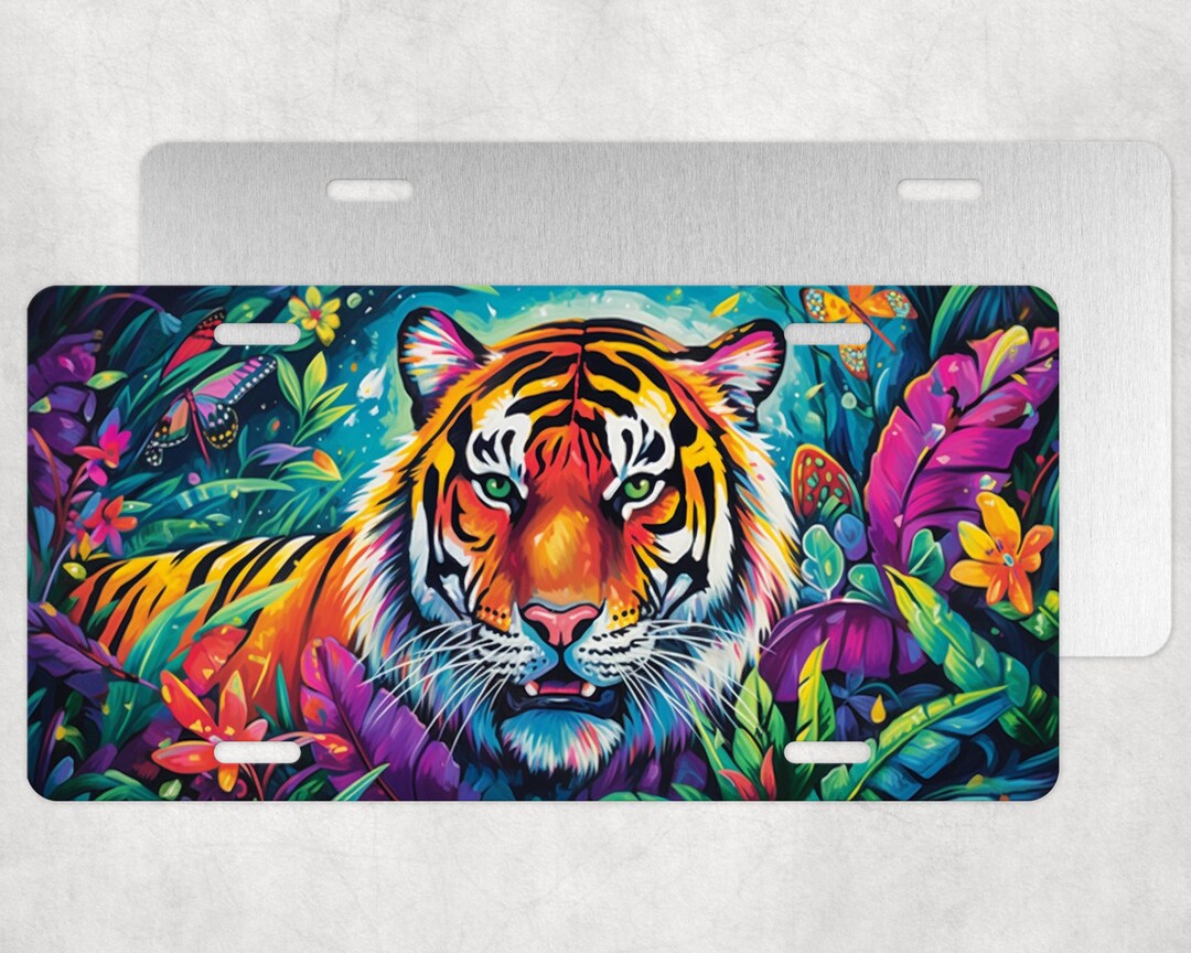 Neon Tiger License Plate, Tiger Licence Plate,neon License Plate,animal ...