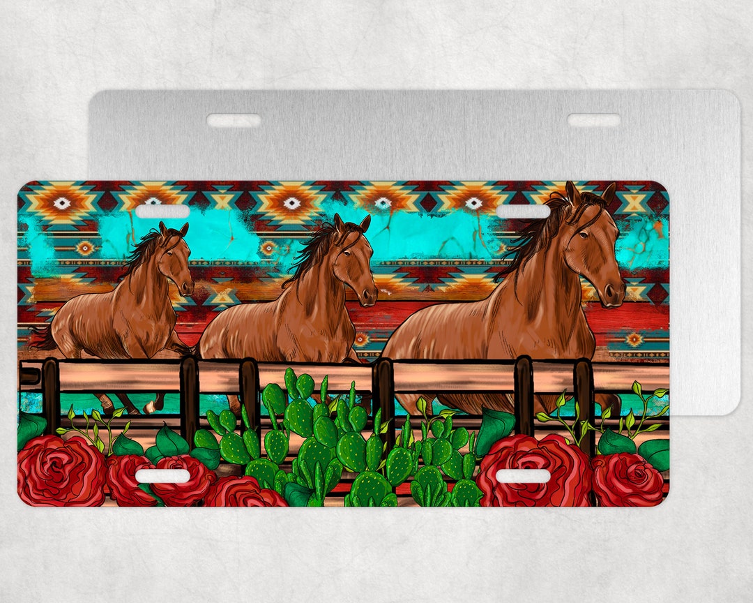Western Horses License Plate,horse License Plate,roses License Plate ...
