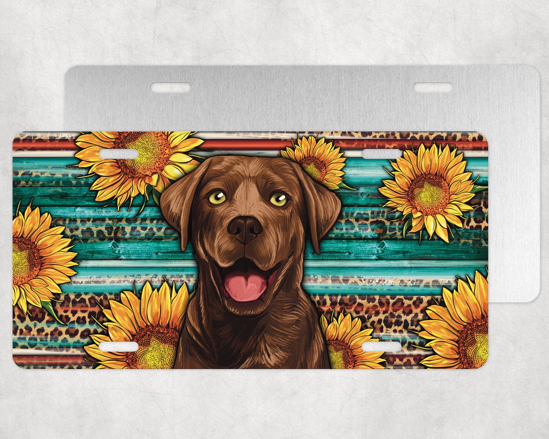 Western Chocolate Labrador License Plate,sunflower Labrador License ...