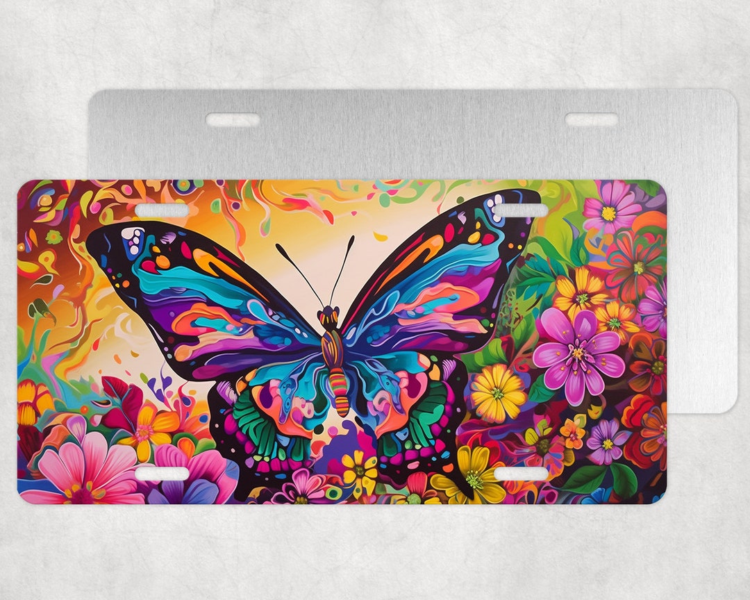 Neon Butterfly License Plate, Butterfly Licence Plate,neon License ...