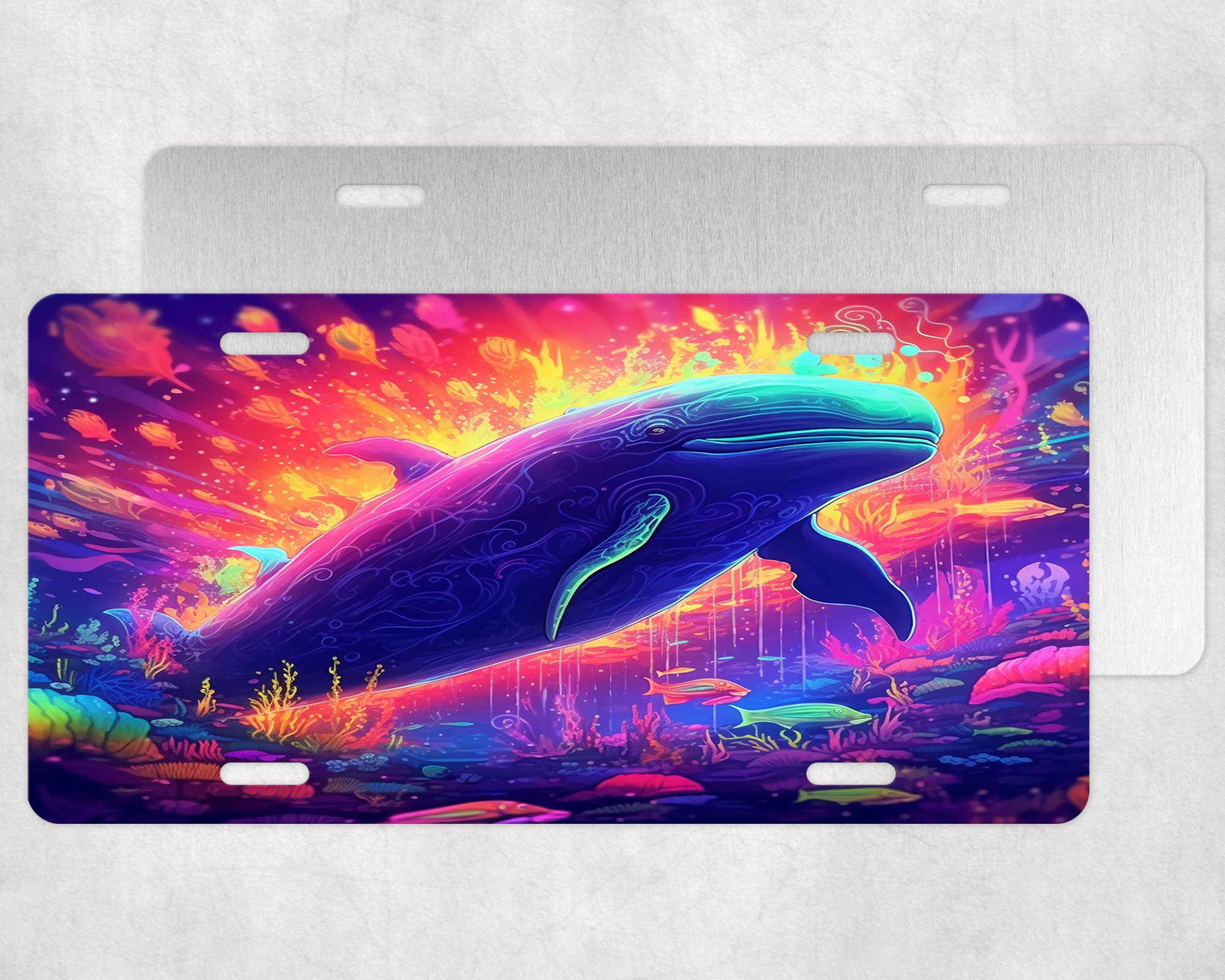 Whale License Plate Whalecolorful Whale License Plateanimal - Etsy