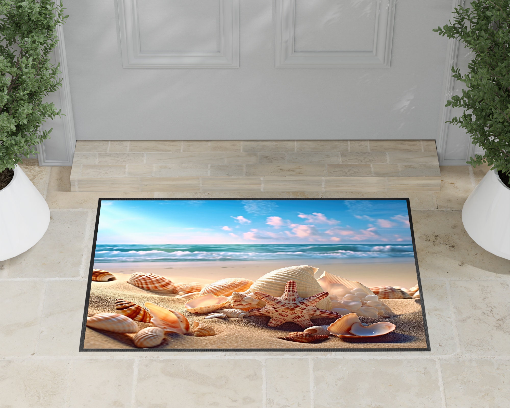 Sea Shell Ocean Beach Door Mat,beach Doormat,sea Shell Rug,ocean Rug ...