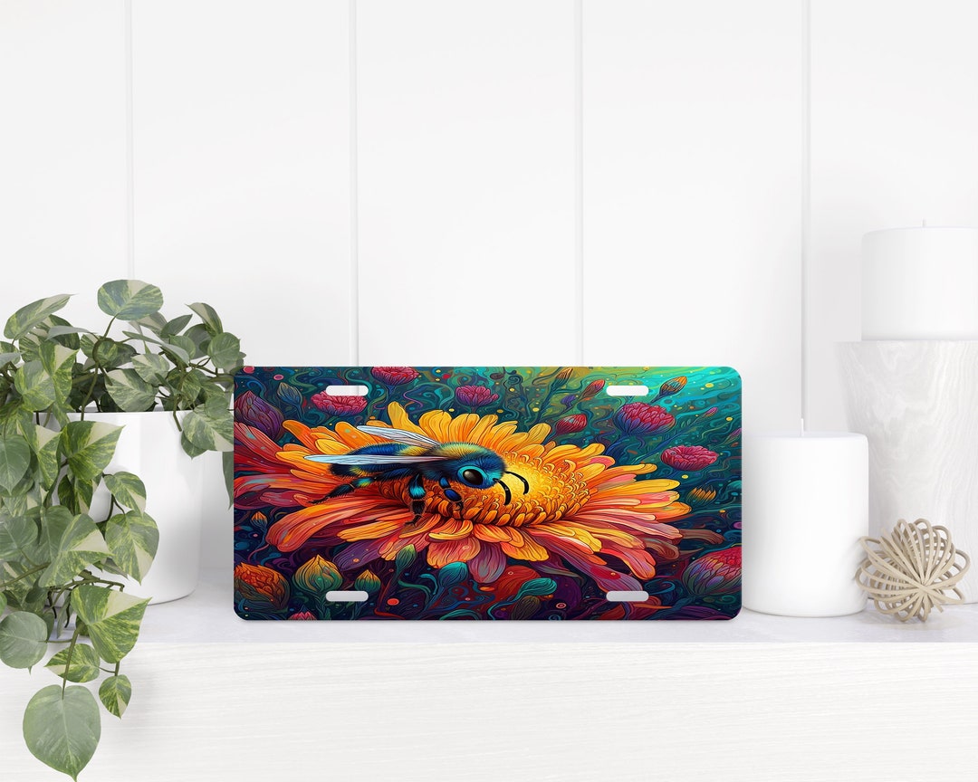 Bee License Plate, Bee,colorful Bee License Plate,animal License Plate ...