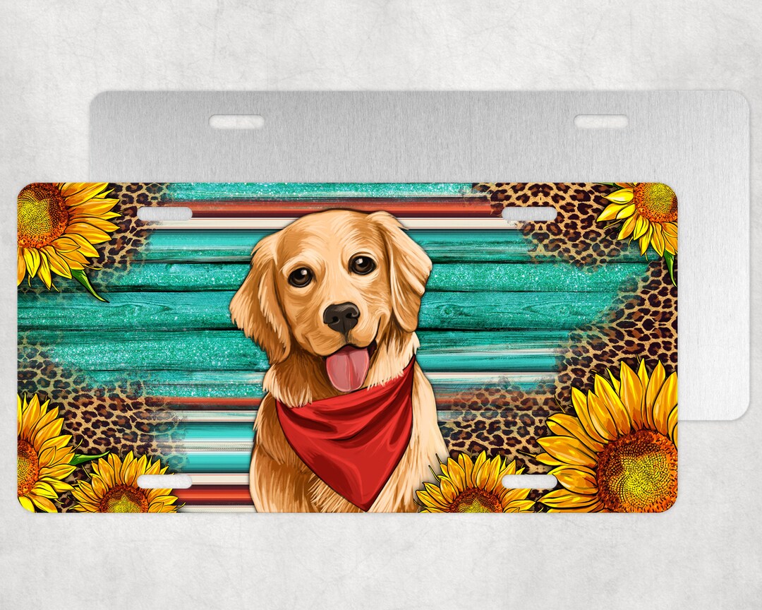 Golden Retriever License Plate,sunflowers and Serape License Plate,dog ...