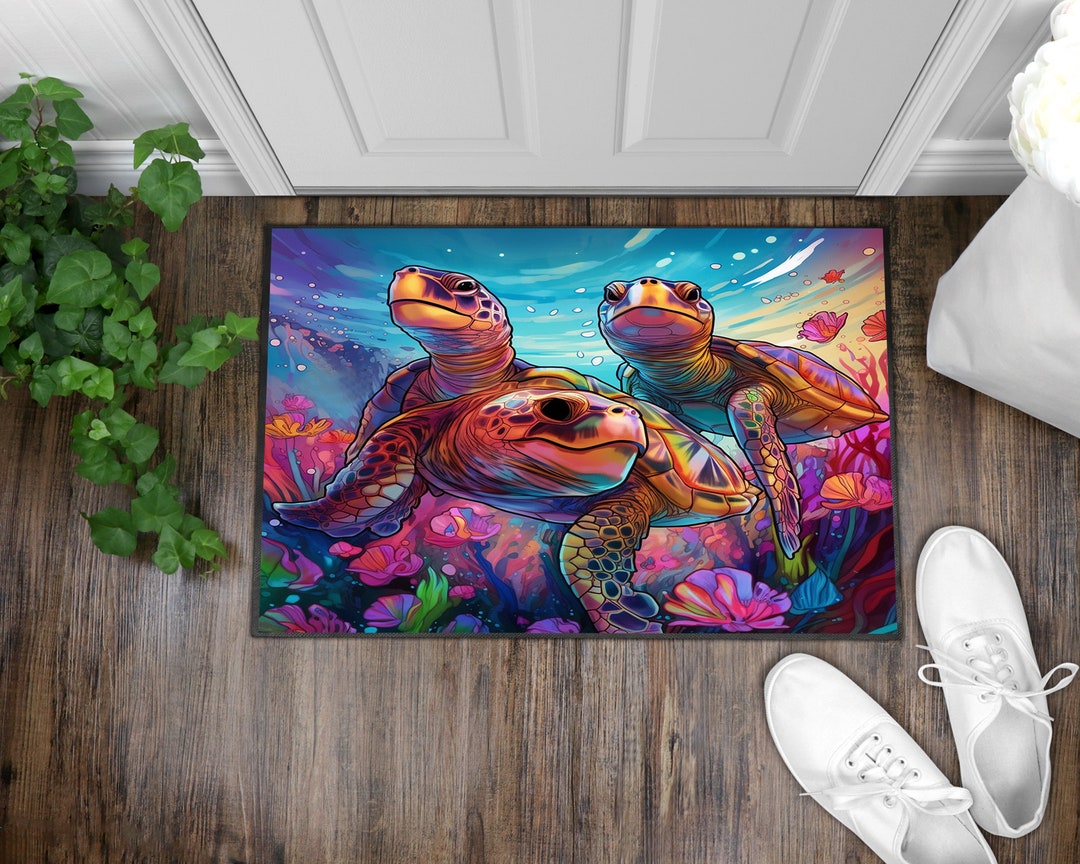 Turtles Door Mat,colorful Turtle Floor Mat,turtle Rug,animal Rug,animal ...