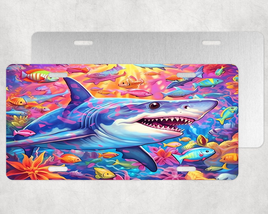 Colorful Shark License Plate, Shark Licence Plate,neon License Plate ...