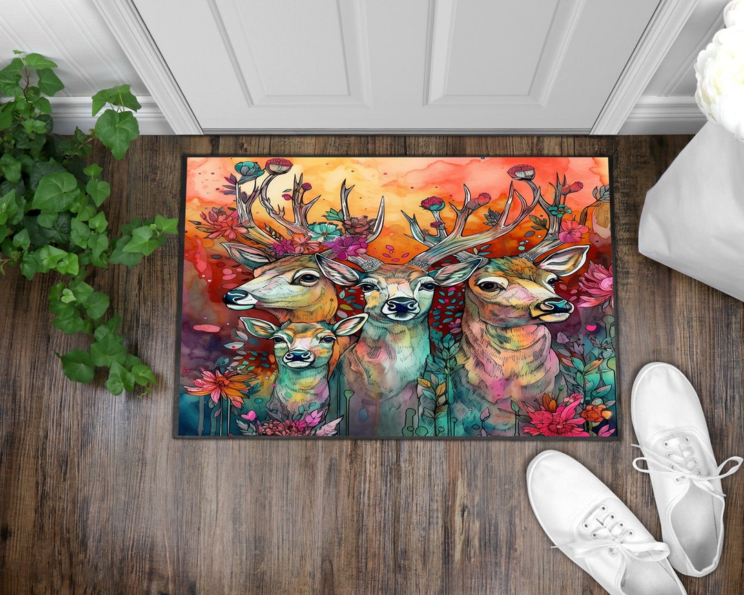Deer Door Mat,colorful Deer Floor Mat, Deer Rug,animal Rug,animal Floor ...