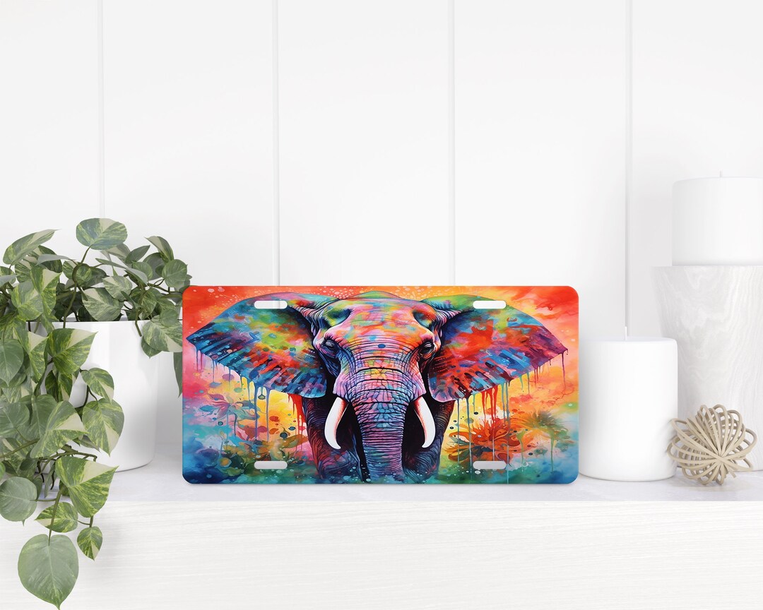 Elephant License Plate, Elephant,colorful Elephant License Plate,animal ...