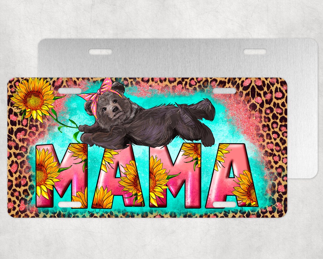 Western Mama With Baby Bear License Plate,mother's Day,mama License ...