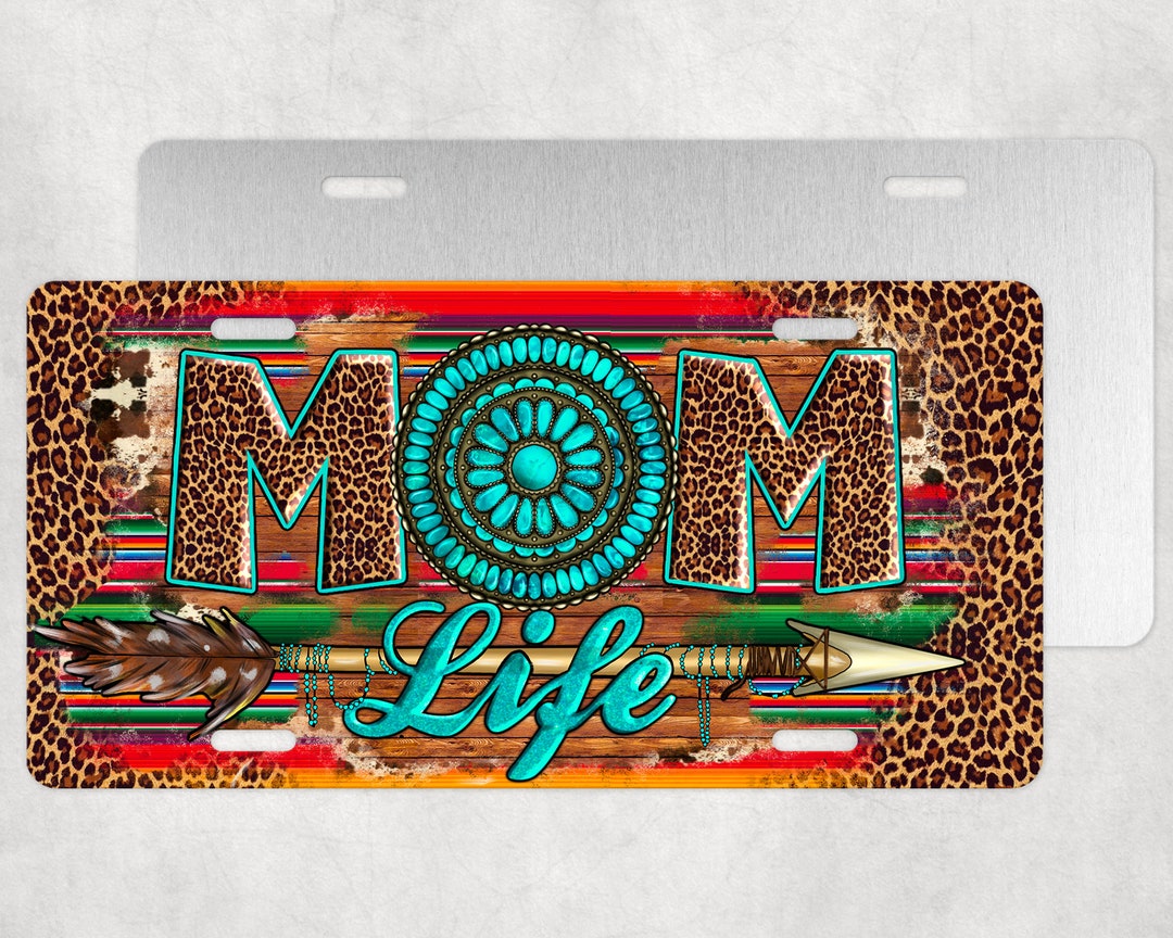 Mom Life With Sunflower License Plate,mother's Day,leopard and Aztec ...