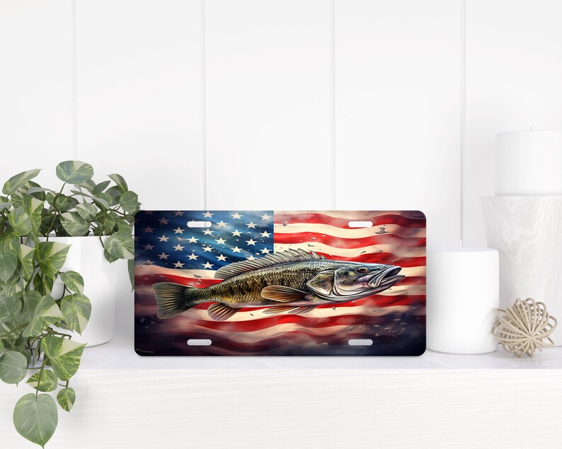 USA Flag and Fish License Plate Fishusa Flag License Plate - Etsy