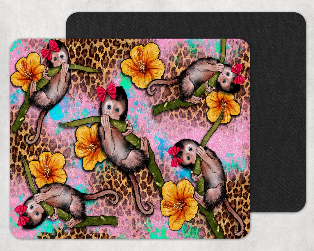 Baby Monkey Flowers Mouse Pad, Baby Monkey Flowers,mousepad - Etsy