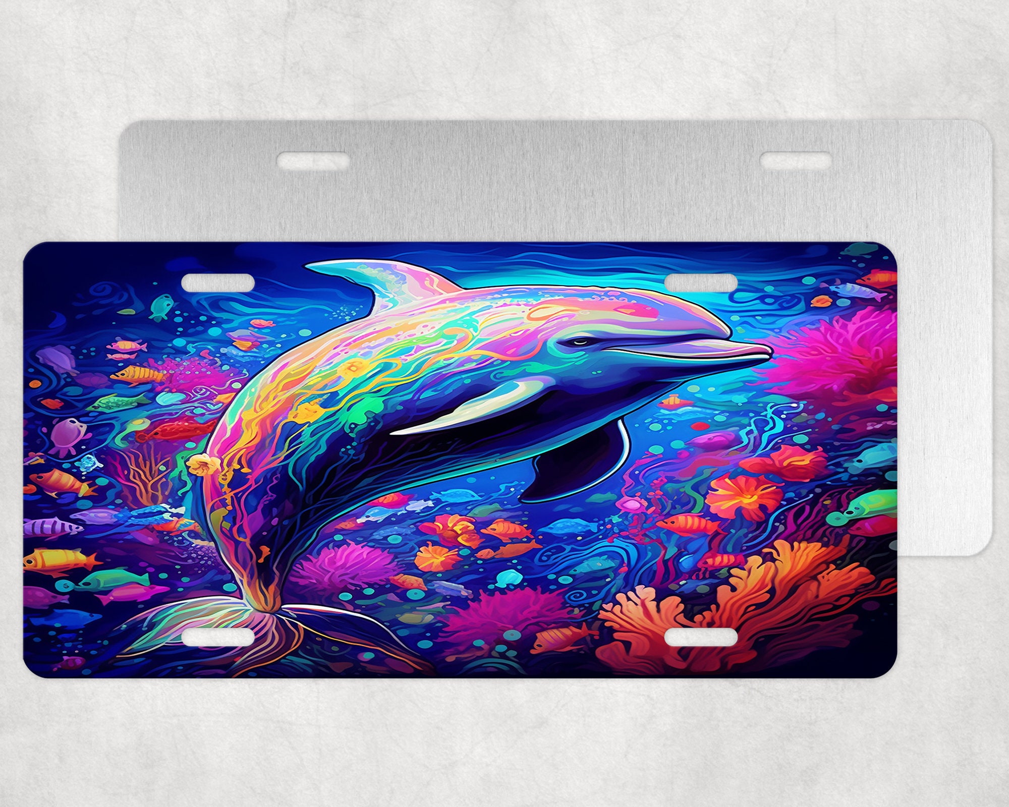 Dolphin License Plate Dolphincolorful Dolphin License - Etsy