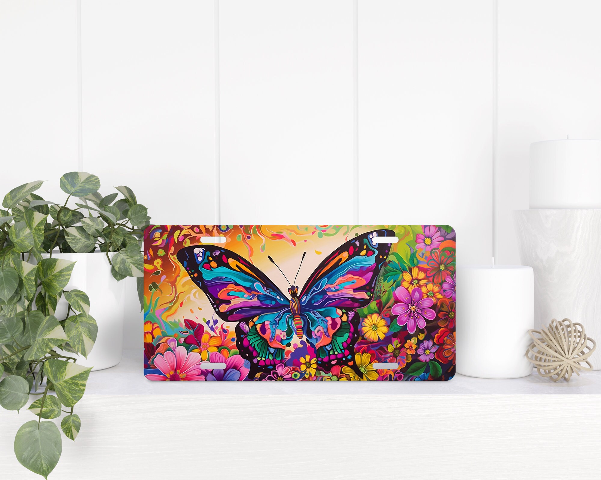 Neon Butterfly License Plate, Butterfly Licence Plate,neon License ...