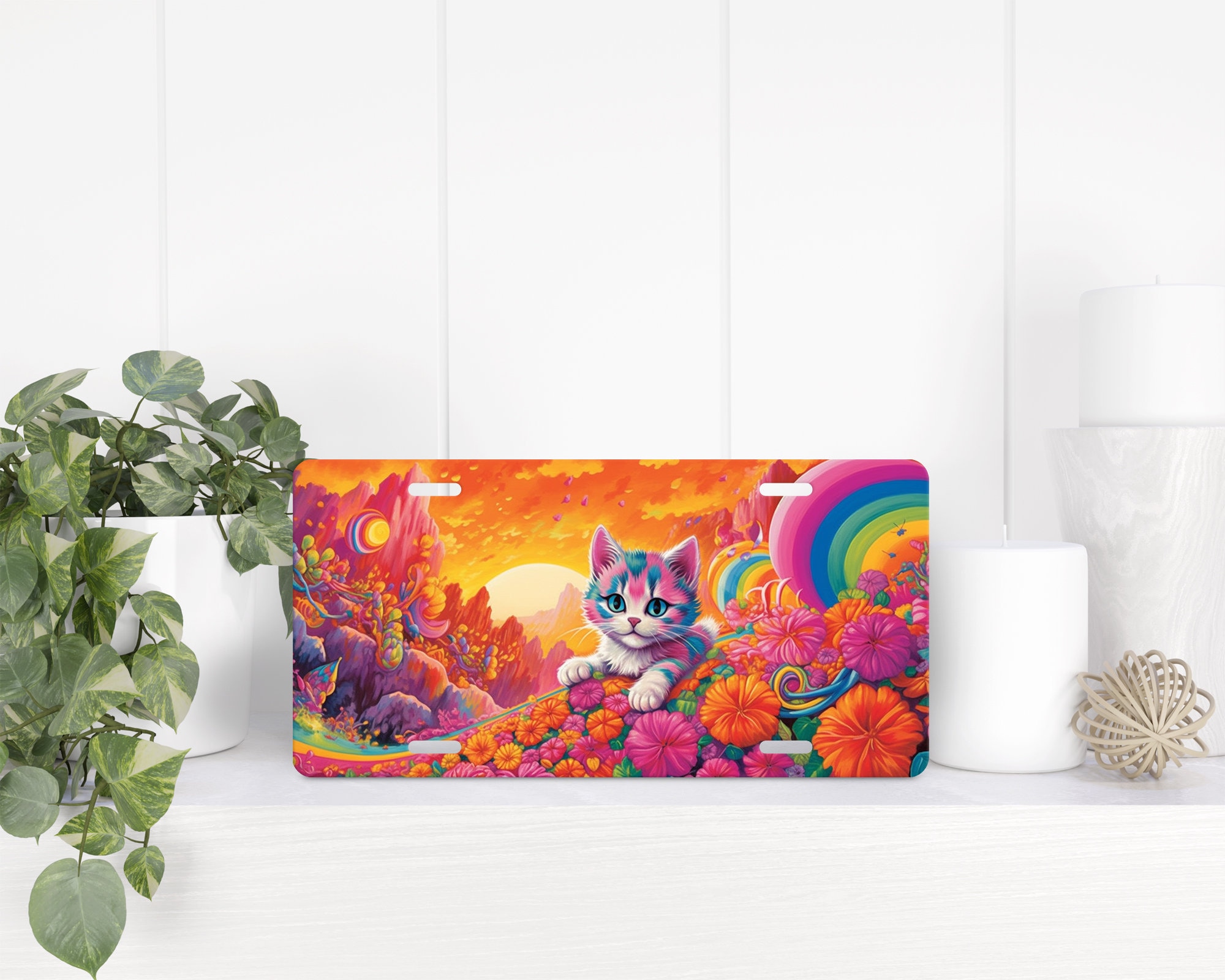 Neon Cat License Plate Cat Licence Plateneon License - Etsy