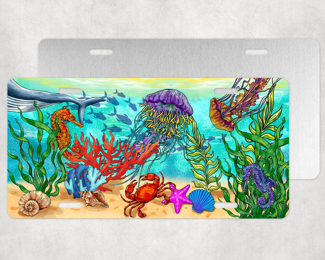Sea Creatures License Plate,starfish License Plate,jellyfish License ...