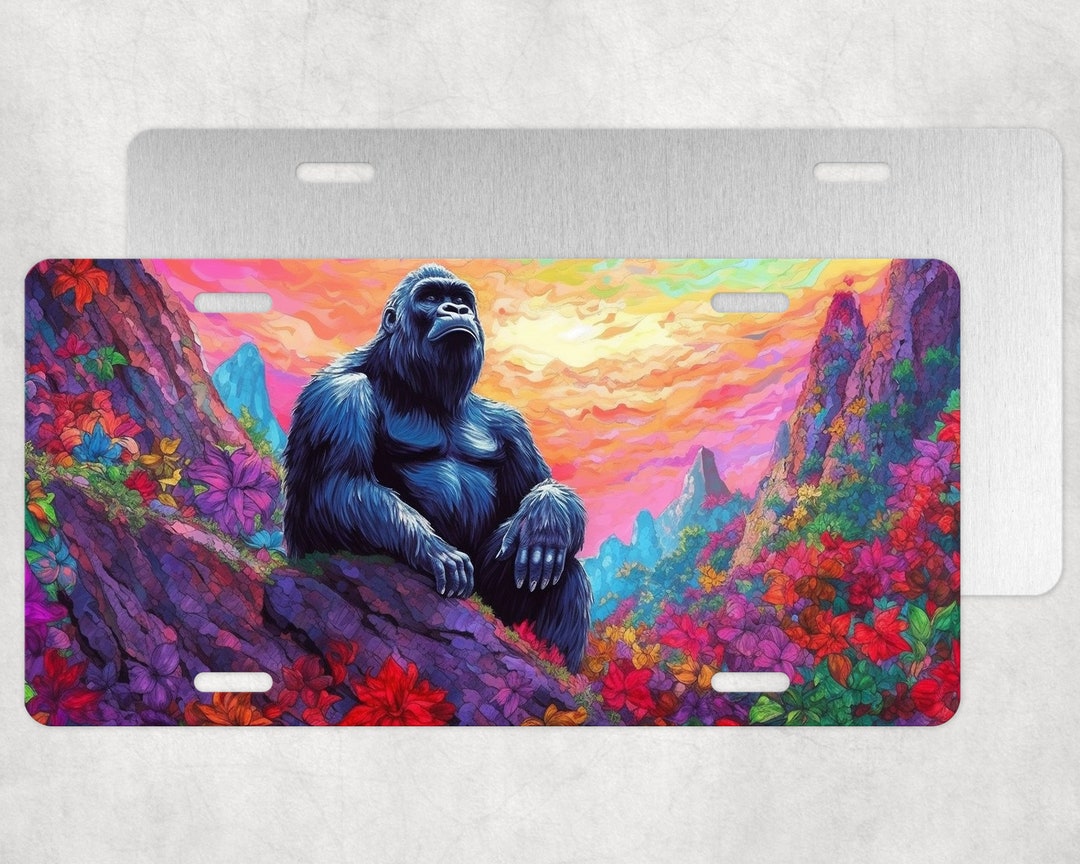 Neon Gorilla License Plate,gorilla Licence Plate,neon License Plate ...