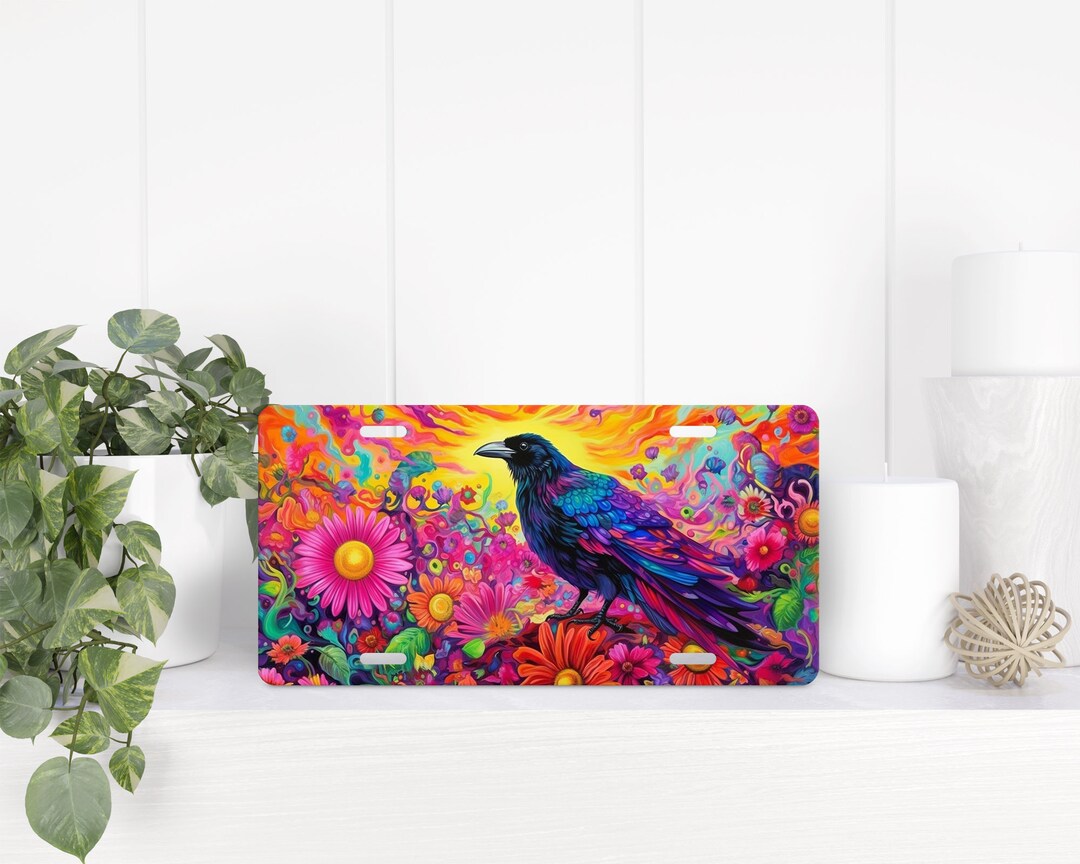 Neon Crow License Plate, Crow Licence Plate,neon License Plate,animal ...