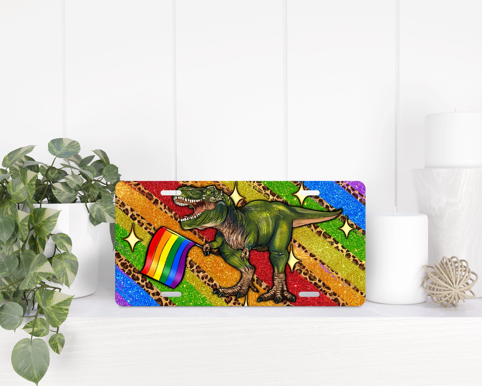 Lgbtq Dinosaur T Rex License Plate,dinosaur License Plate, Lgbtq ...