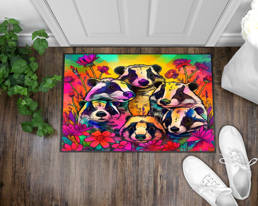 Badger Door Matcolorful Badger Floor Mat Badger Ruganimal - Etsy