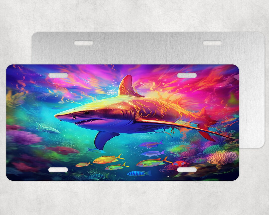 Shark License Plate, Shark,colorful Shark License Plate,animal License ...