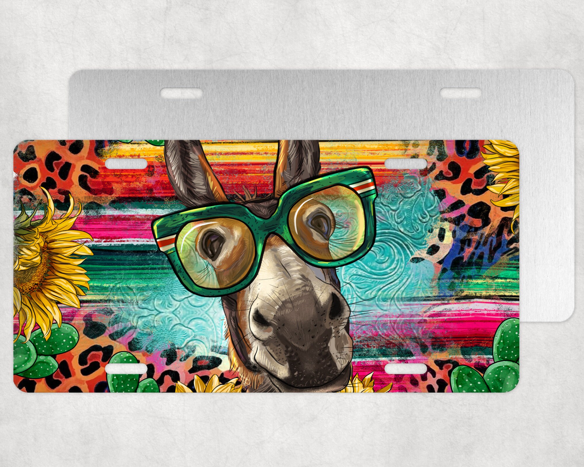 Donkey License Plate,donkey and Sunflowers License Plate,donkey,license ...