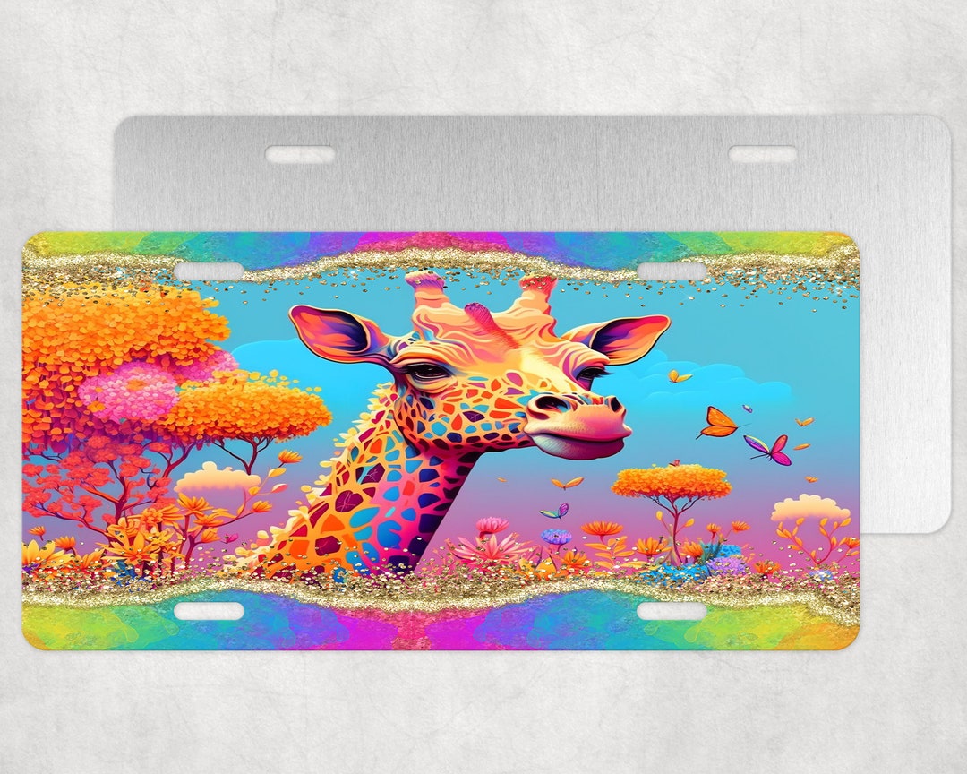 Giraffe License Plate,giraffe,colorful Giraffe License Plate,animal ...