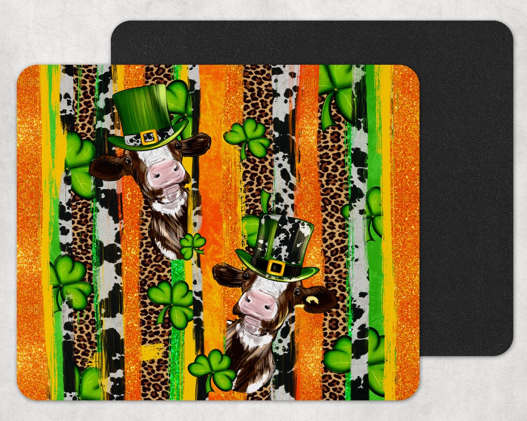 St Patricks Day Cow and Shamrock Mousepad,st Patricks Day Cow and ...