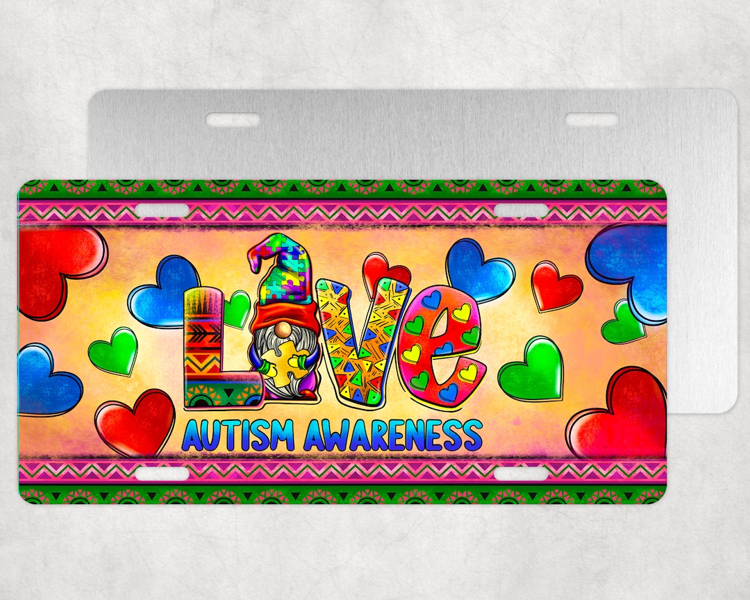 Autism Love Gnome License Plate,autism Awareness License Plate,western ...