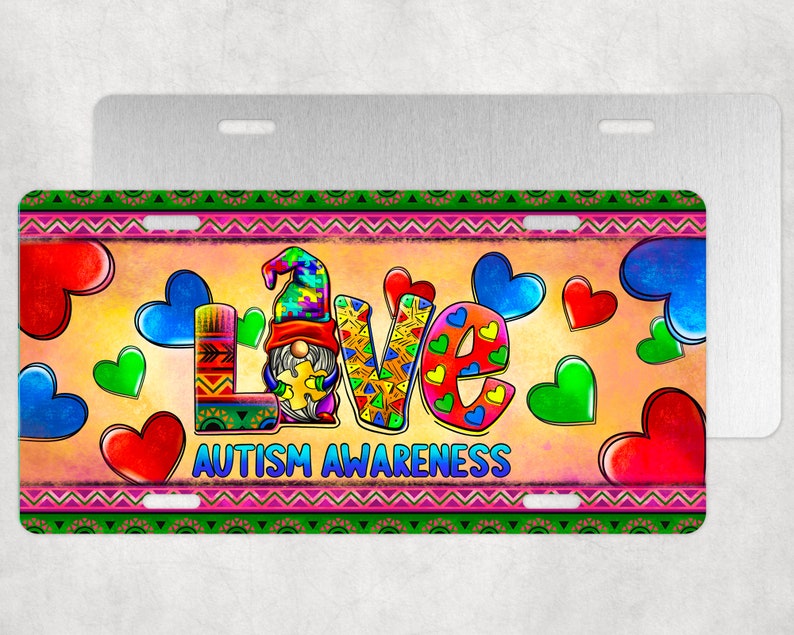 Autism Love Gnome License Plate,autism Awareness License Plate,western ...