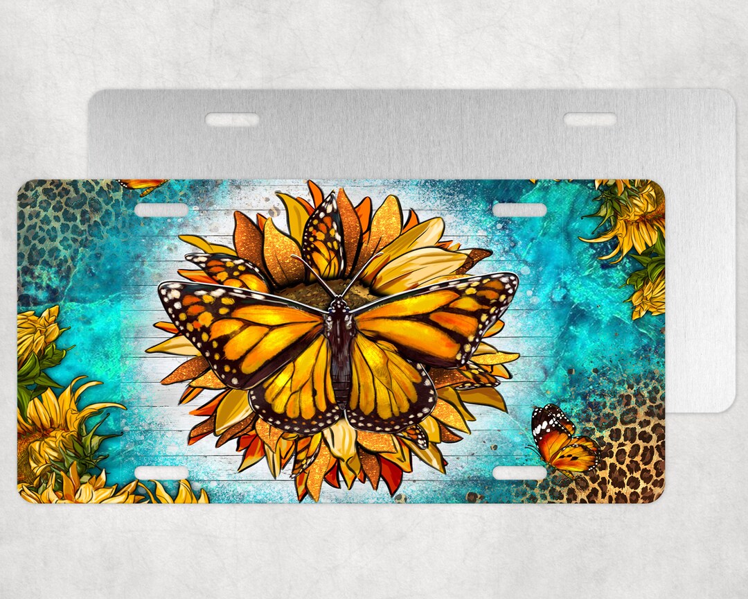 Monarch Butterfly Sunflower License Plate, Monarch Butterfly License ...