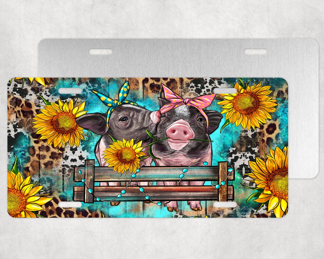 Western Baby Pigs License Plate,western Design License Plate,baby Pigs ...
