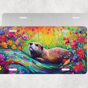 Neon Otter License Plate, Otter Licence Plate,neon License Plate,animal ...