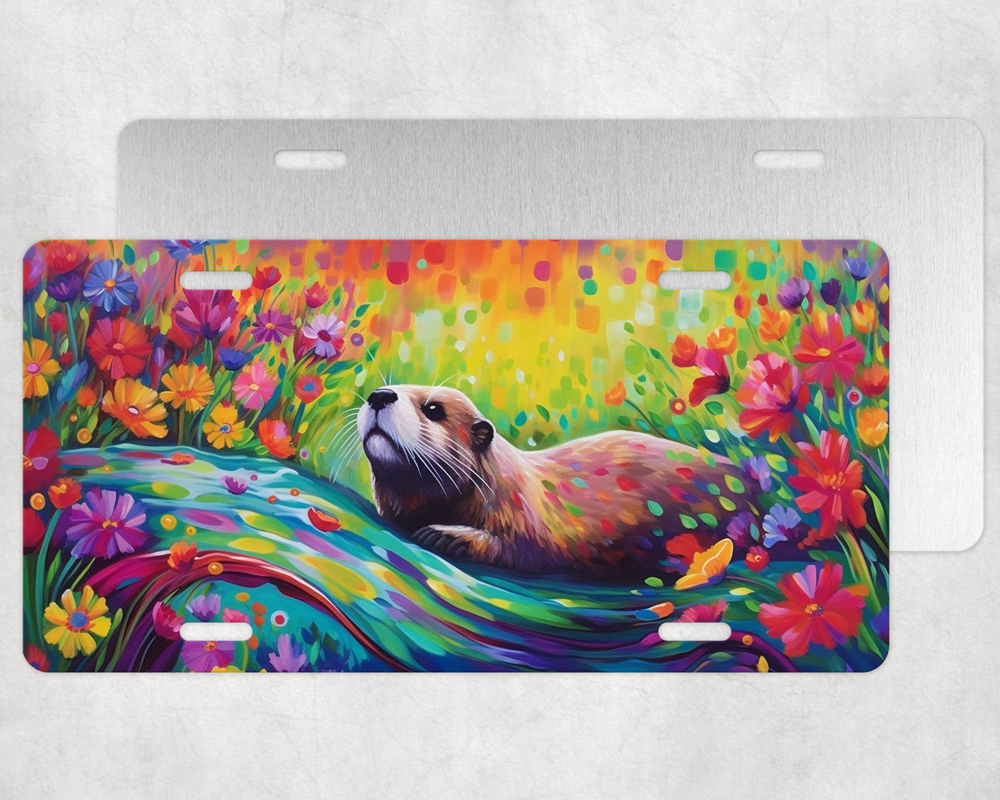 Neon Otter License Plate, Otter Licence Plate,neon License Plate,animal ...