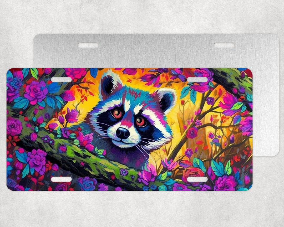Neon Raccoon License Plate, Raccoon Licence Plate,neon License Plate ...