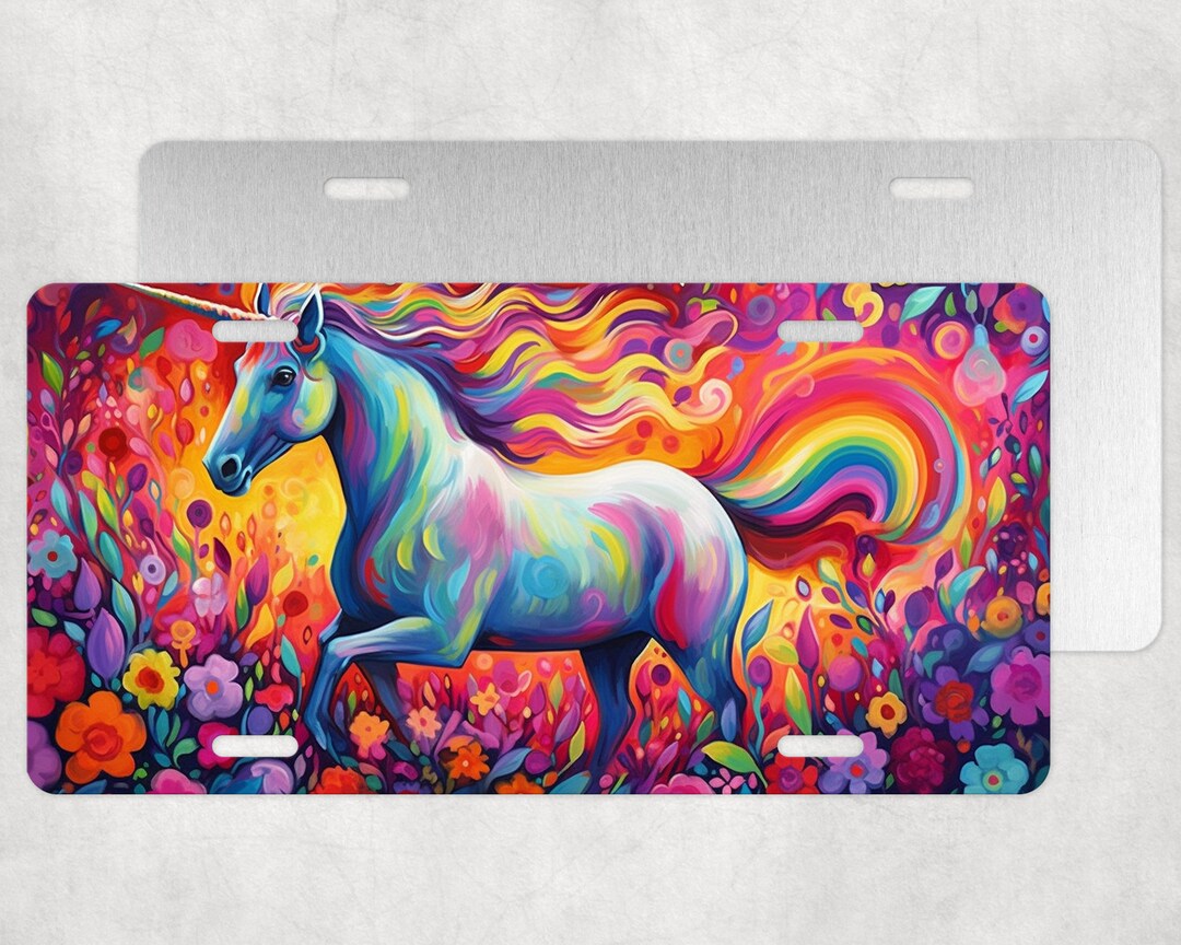 Neon Unicorn License Plate, Unicorn Licence Plate,neon License Plate ...