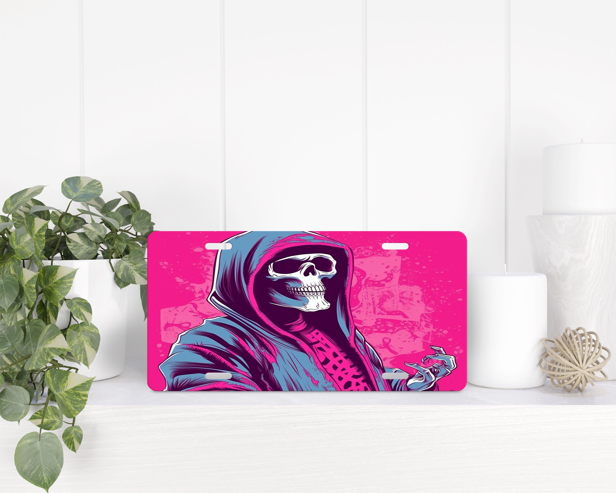 Halloween Grim Reaper License Platehalloween License - Etsy