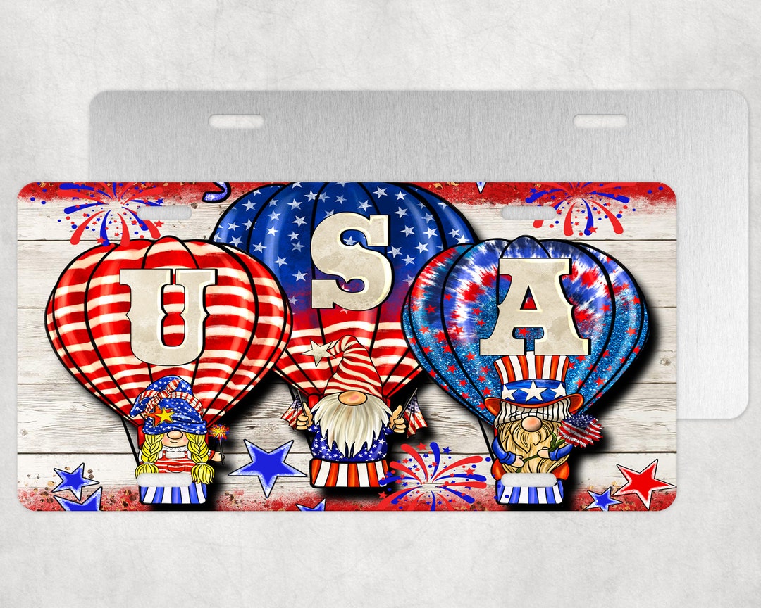 Usa Air Balloon Gnomes License Plate, Gnome License Plate , USA Air ...
