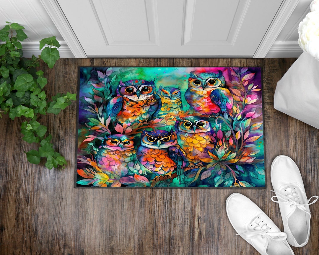 Owl Door Mat,colorful Owl Floor Mat, Owl Rug,animal Rug,animal Floor ...