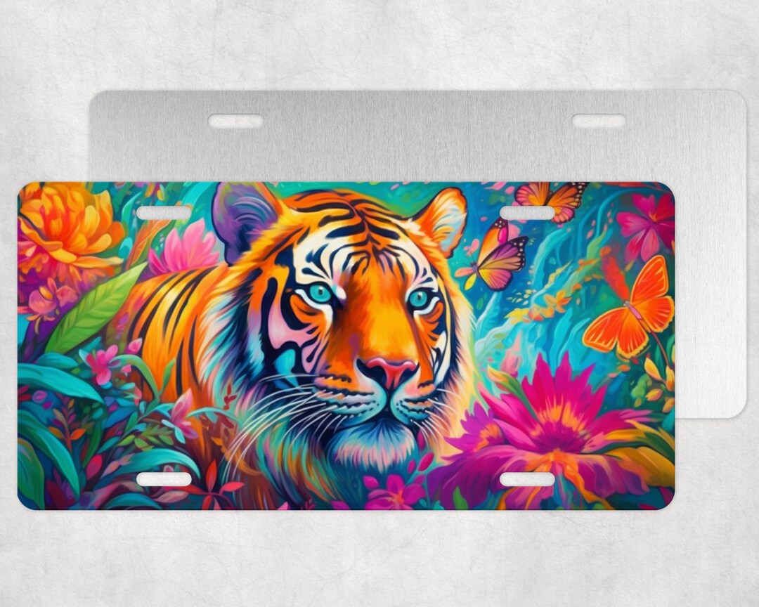 Neon Tiger License Plate,tiger Licence Plate,neon License Plate,animal ...