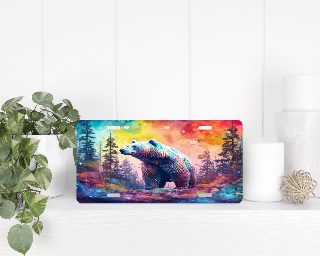 Bear License Plate, Bear,colorful Bear License Plate,animal License ...
