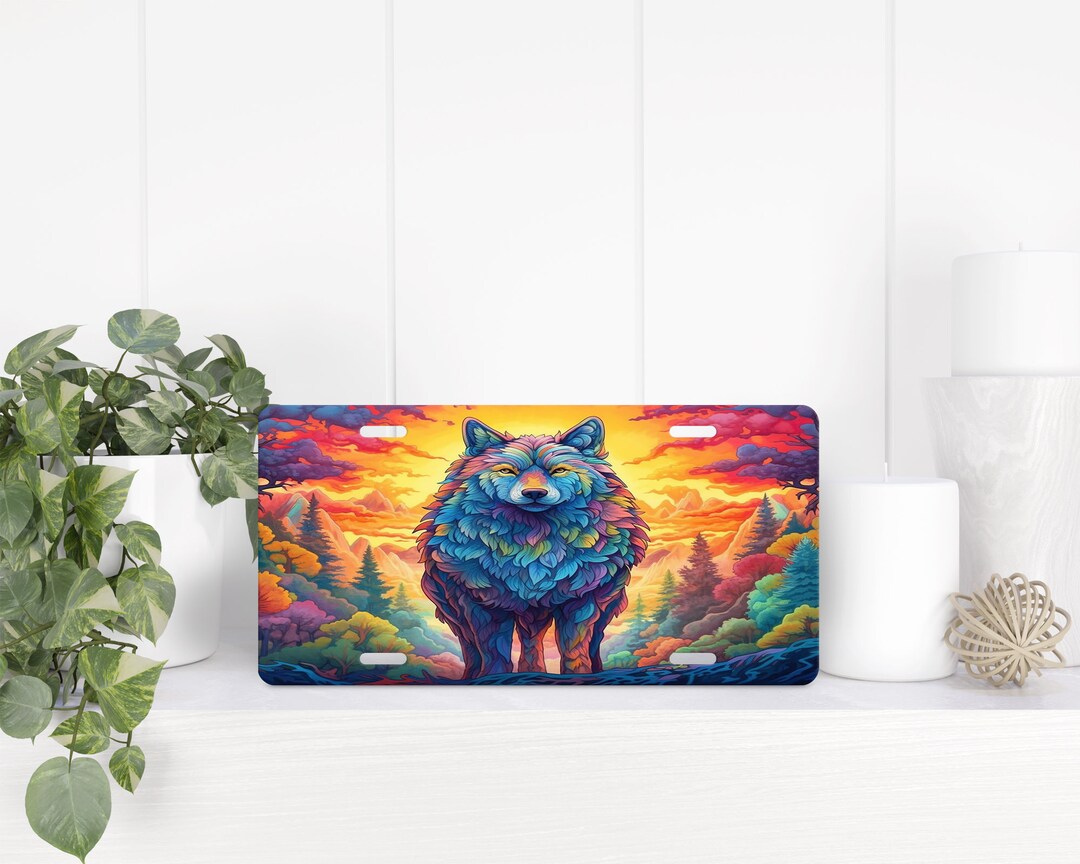Wolf License Plate, Wolf,colorful Wolf License Plate,animal License ...