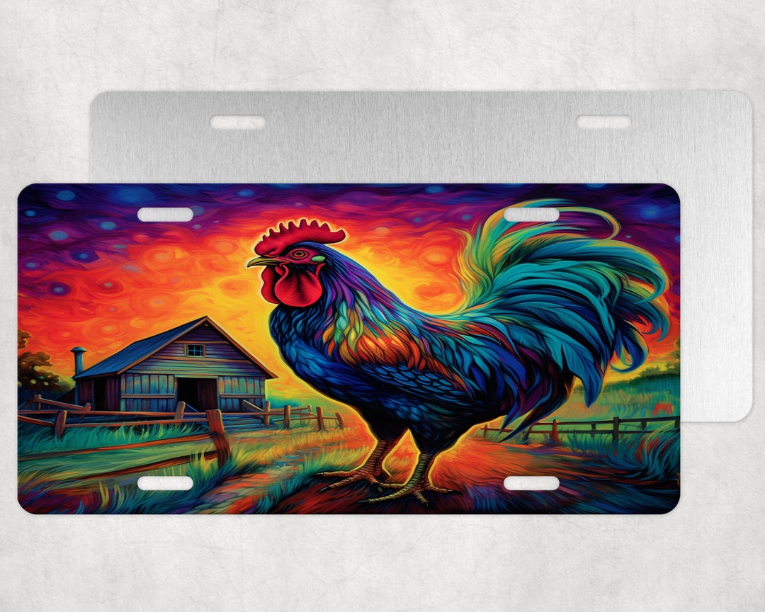 Rooster License Plate, Rooster,colorful Rooster License Plate,animal ...