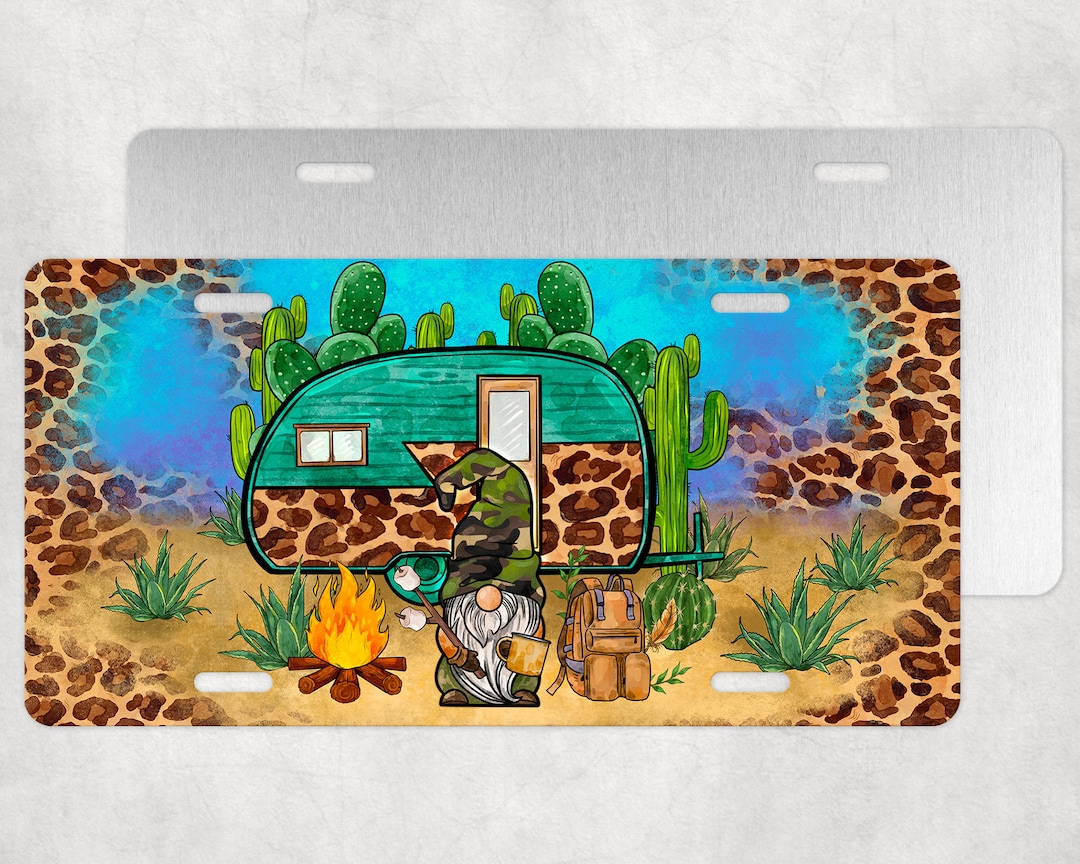 Western Leopard Camping Life License Plate,camo Camping Gnome License ...