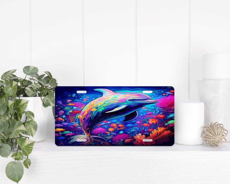 Dolphin License Plate Dolphincolorful Dolphin License - Etsy